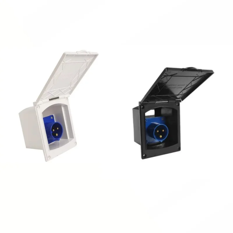 Caravan Mains 230V 16A Flush Hook Up Socket With Cover Waterproof ...