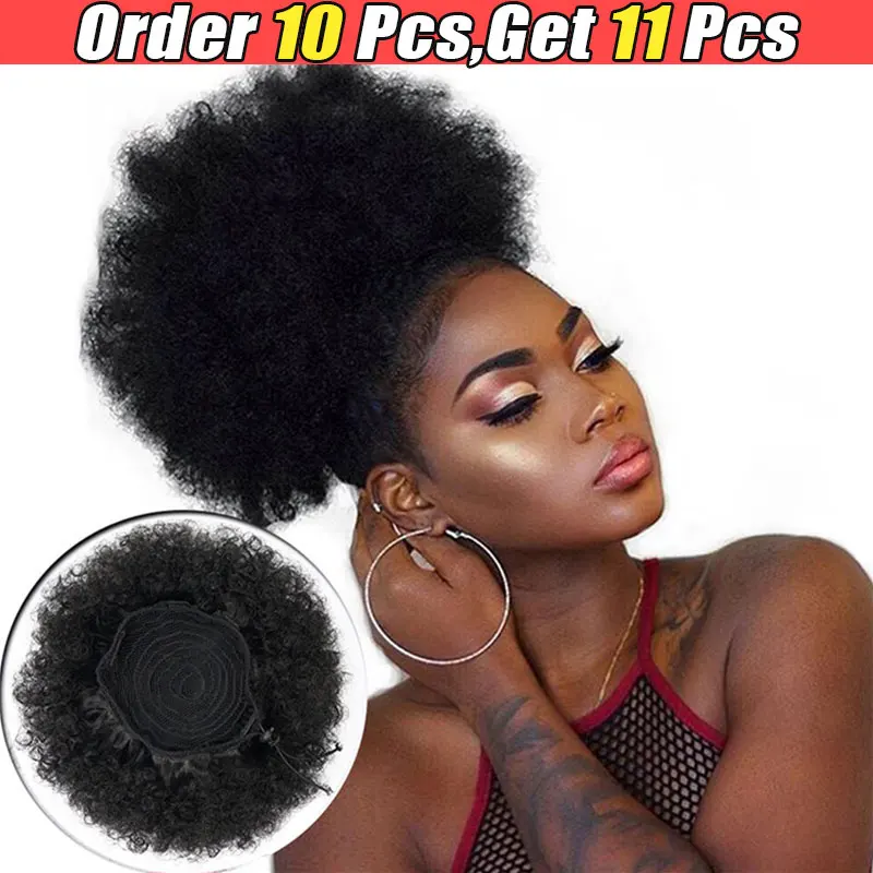 Drawstring Bun African American Huge Chignon Bun Hair Pieces Silky Afro ...