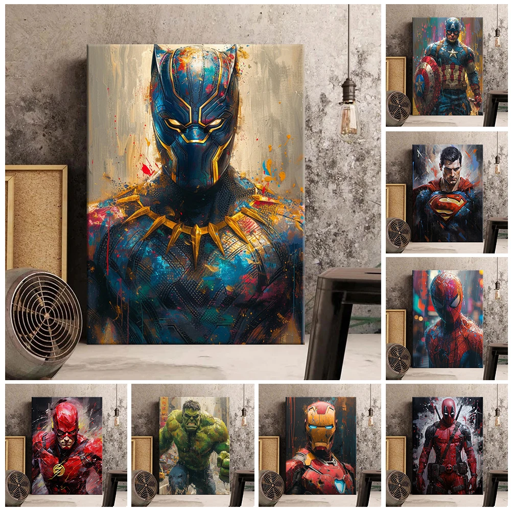 MINISO-Poster-Marvel-Heroes-Canvas-Wall-Art-Print-Spider-Man-Captain ...