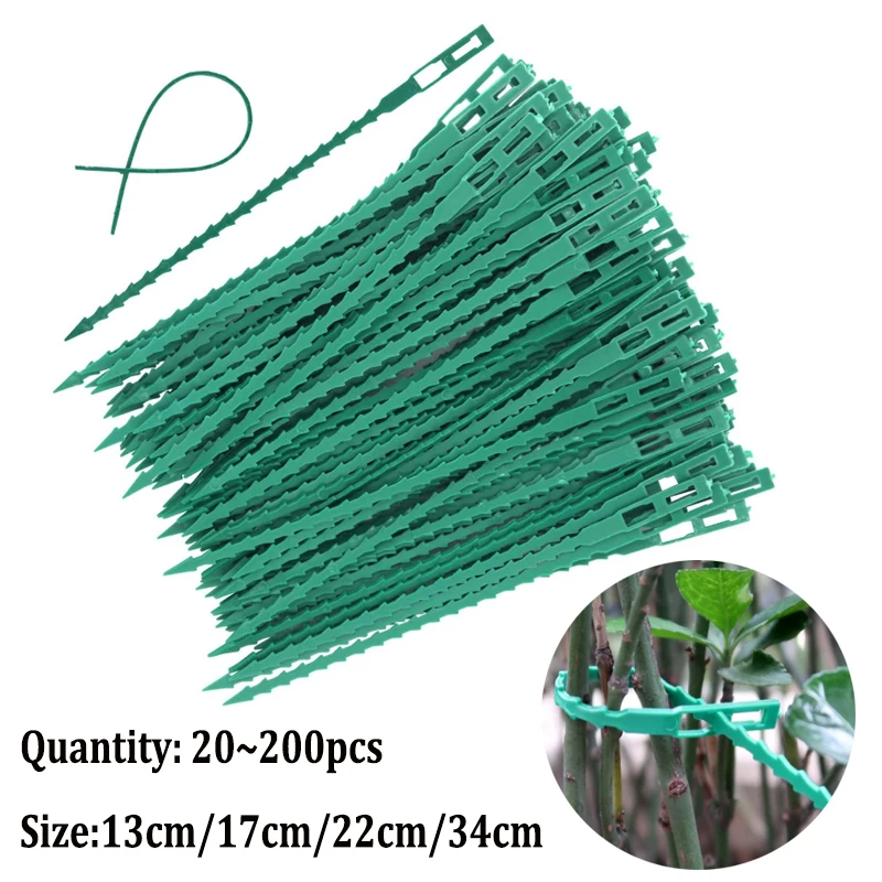 200pcs-20pcs-Plastic-Plant-Ties-Reusable-Fastener-Greenhouse-Grow-Kit ...