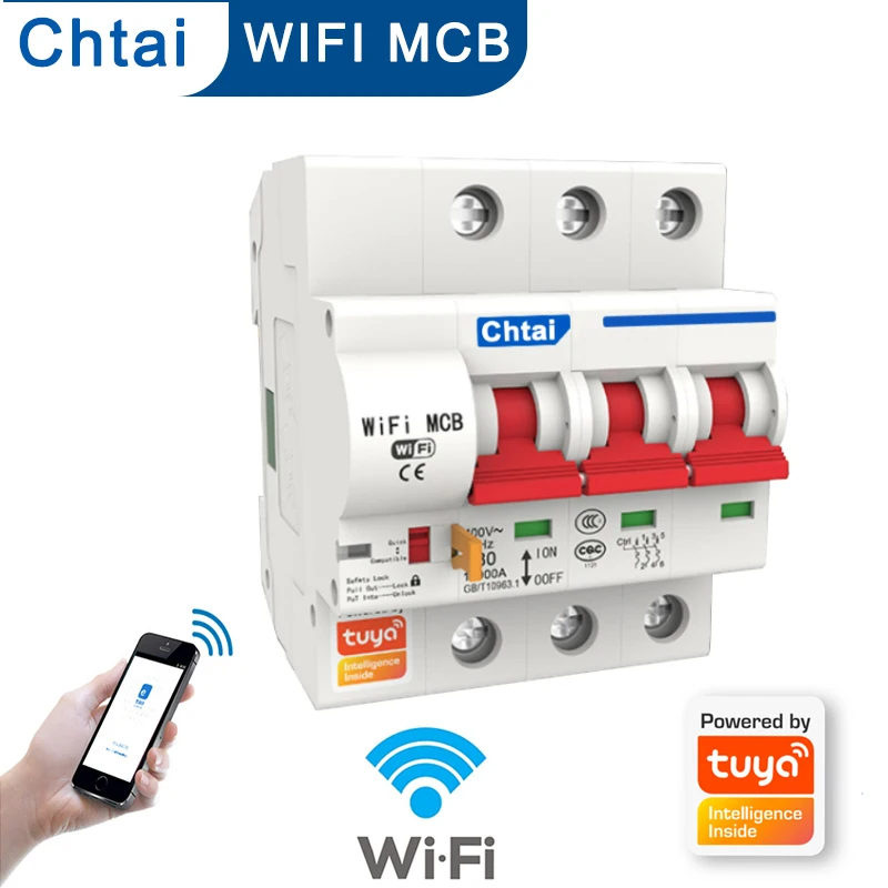 Wifi MCB Smart Switch TUYA APP 1P 2P 3P 4P 16A-80A AC230V intelligent ...