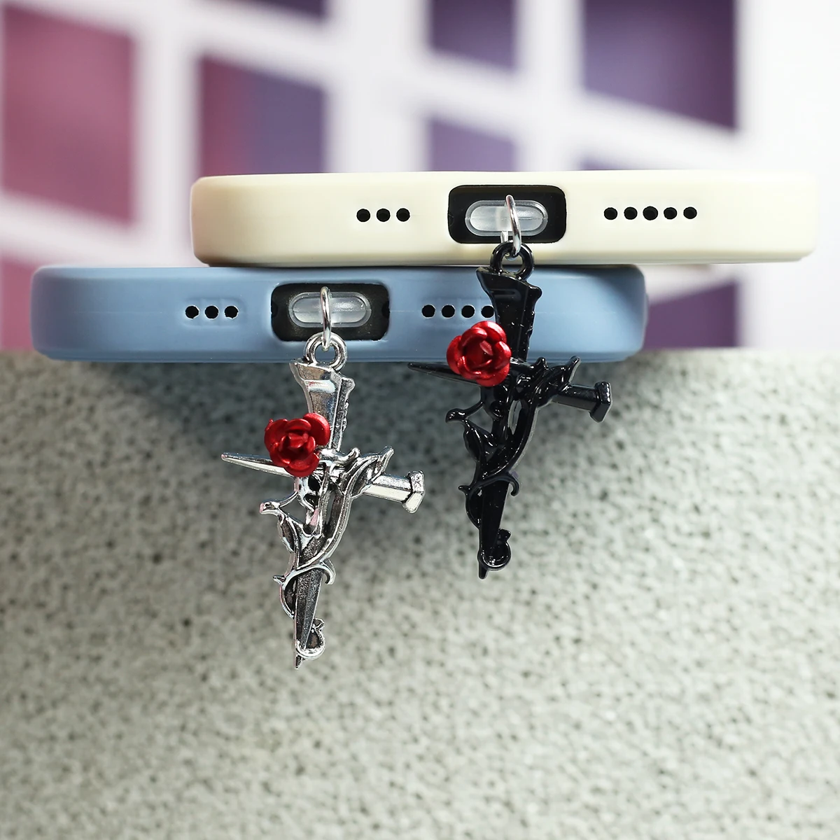 Thorn-Cross-Rose-Cold-Style-Phone-Dust-Stopper-accesorios-de-decoraci-n ...