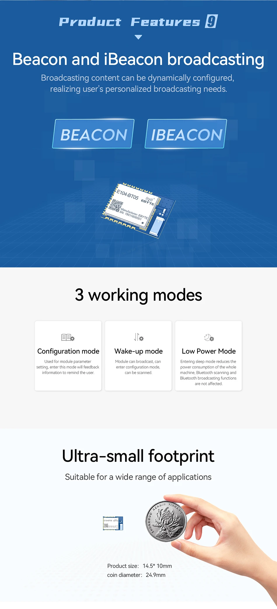 TLSR8266 Bluetooth EBYTE Serial To Ble Slave Module Ble4.2 UART SMD E104-BT05 Прозрачная ...