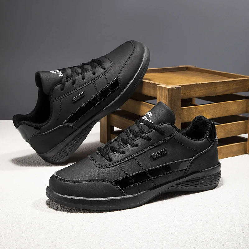 Leather Men Shoes Sneakers Trend Casual Shoes Breathable Leisure Male ...