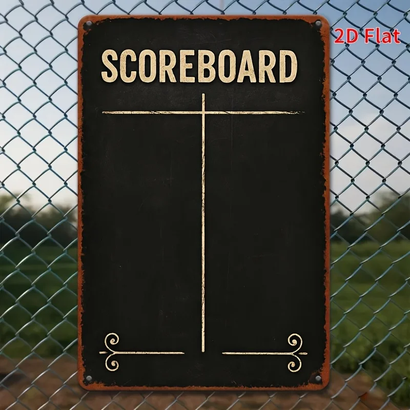 2D Flat, 1pc Vintage Metal Scoreboard Wall Hanging - Large 8"x12" (20 ...