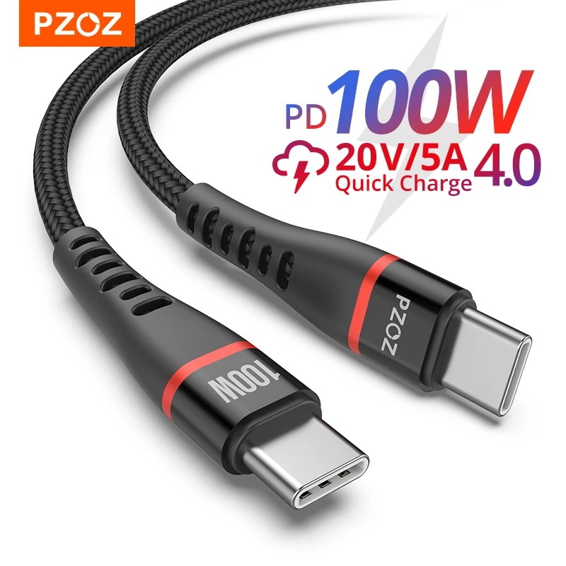Pzoz 100w Usb C To Usb Type C Cable Quick Charge 4.0 Pd 5a Fast ...