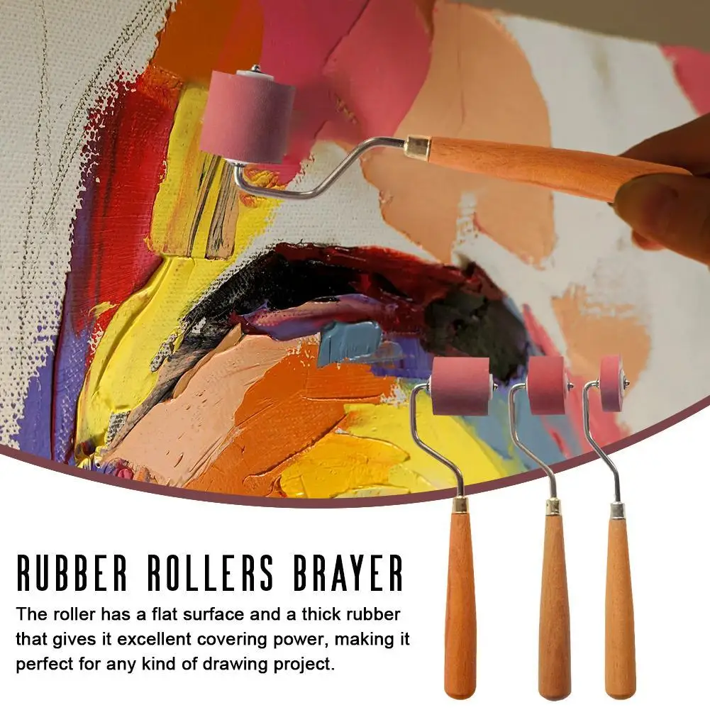Roller Rubber Brayer Stamping Rollers Ink Printmaking Printing Tool Seam Student Brayers Brush ...