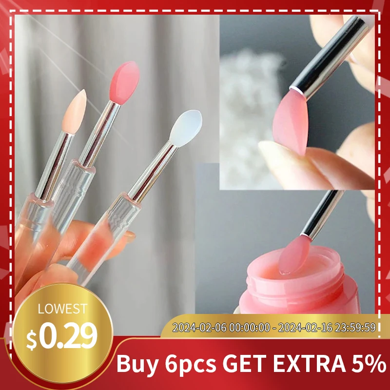 1-3-5pcs-Flat-Silicone-Applicator-Sticks-Reusable-Lip-Brush-With-Cover-For-Dust-Prevention ...