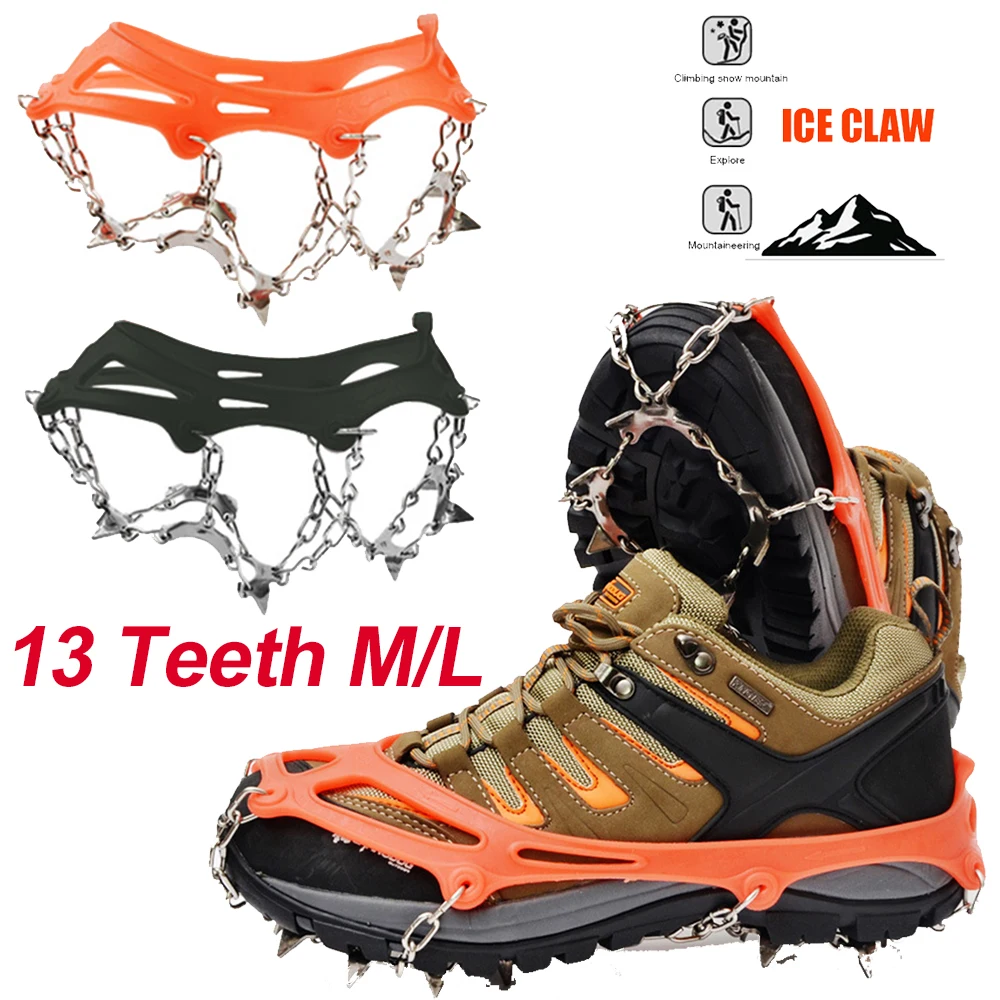 1-Pair-13-Teeth-Ice-Gripper-Spike-for-Shoes-Anti-Slip-Hiking-Climbing ...