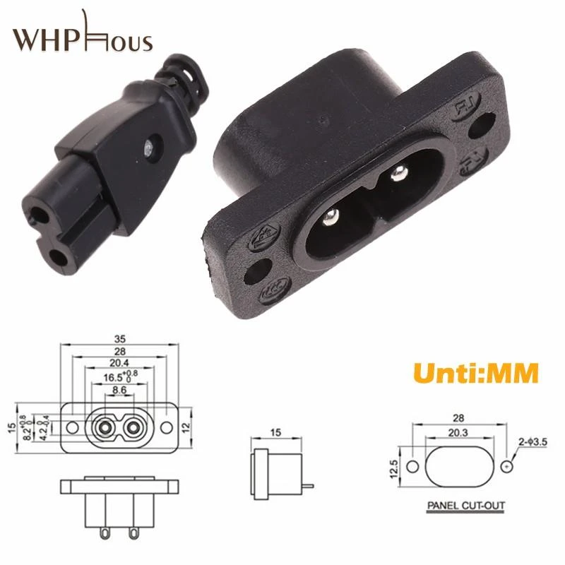 C8 Power Socket Connector Ac | C8 Male Plug Power Connector | C8 Male ...