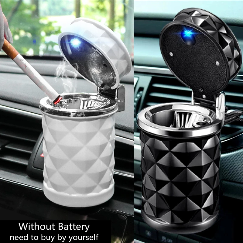 Car Ashtray With LED Light Universal Portable Alloy Ash Tray Aluminum ...