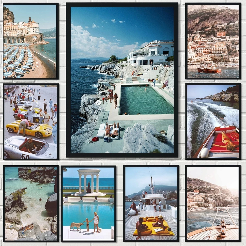 Slim-Aarons-Speedboat-Landing-Pool-Party-Summer-Swimming-Photography ...