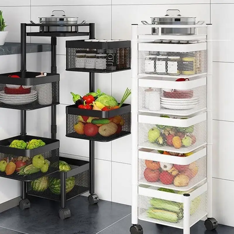 Kitchen-Rotatable-Fruit-Vegetable-Shelf-with-wheel-Kitchen-Multi-Layer ...