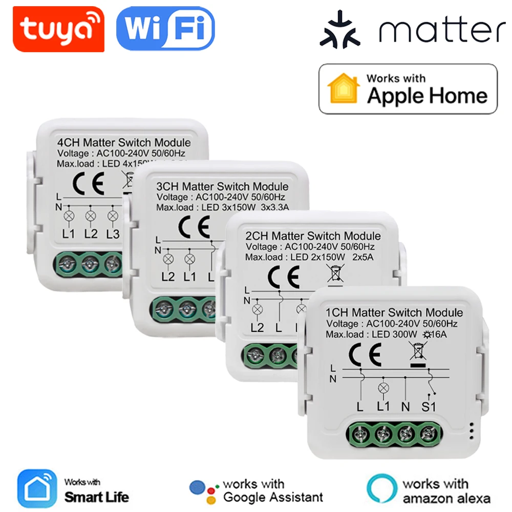 1-4-Gang-Matter-WIFI-Smart-Switch-Module-Automation-Relay-Smart-Breaker ...