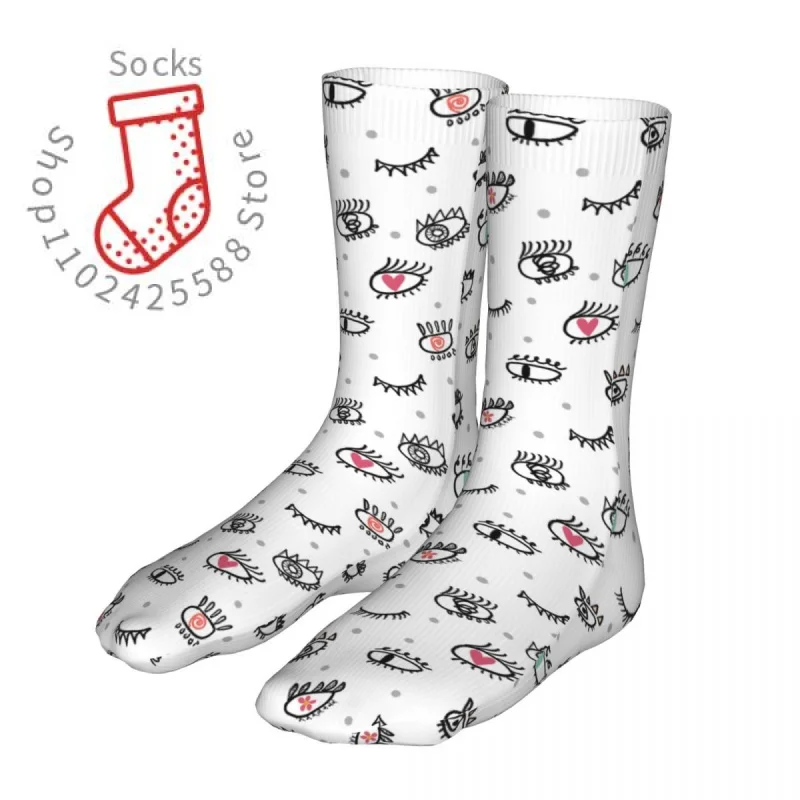 Socks Male Mens Women Casual Beauty Wink Eyelash Socks Evil Blue Eye ...