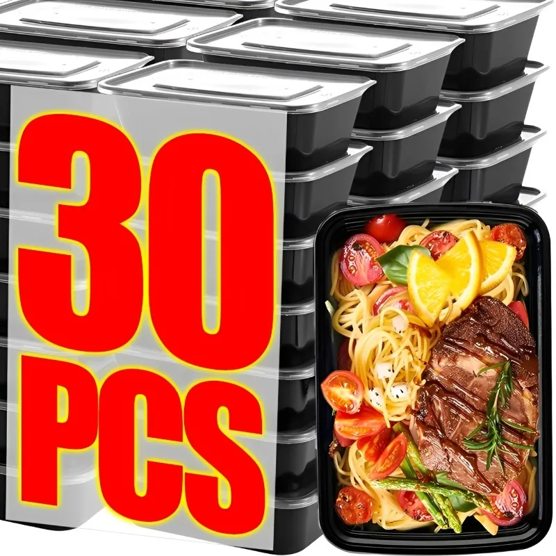 Disposable Leakproof Food Storage Containers Black Takeout Bento Box ...