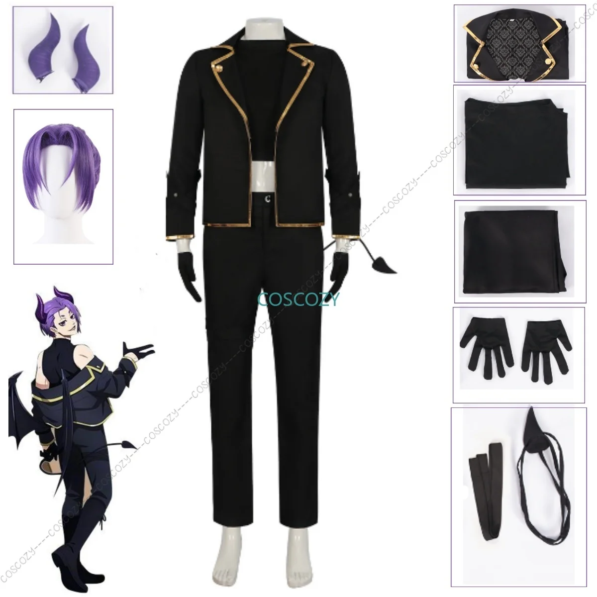 Anime-Blue-Lock-Reo-Mikage-Cosplay-Costume-Black-Devil-Suit-Gloves ...