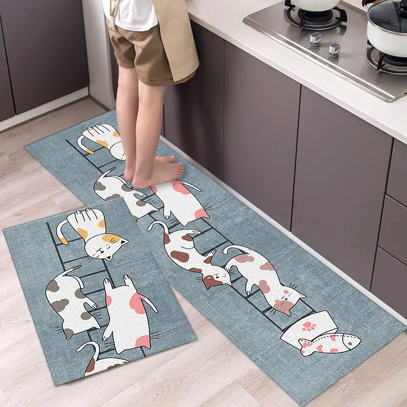 Cute-Cat-Kitchen-Floor-Mat-Anti-Slip-Bedroom-Living-Room-Bedside-Area ...