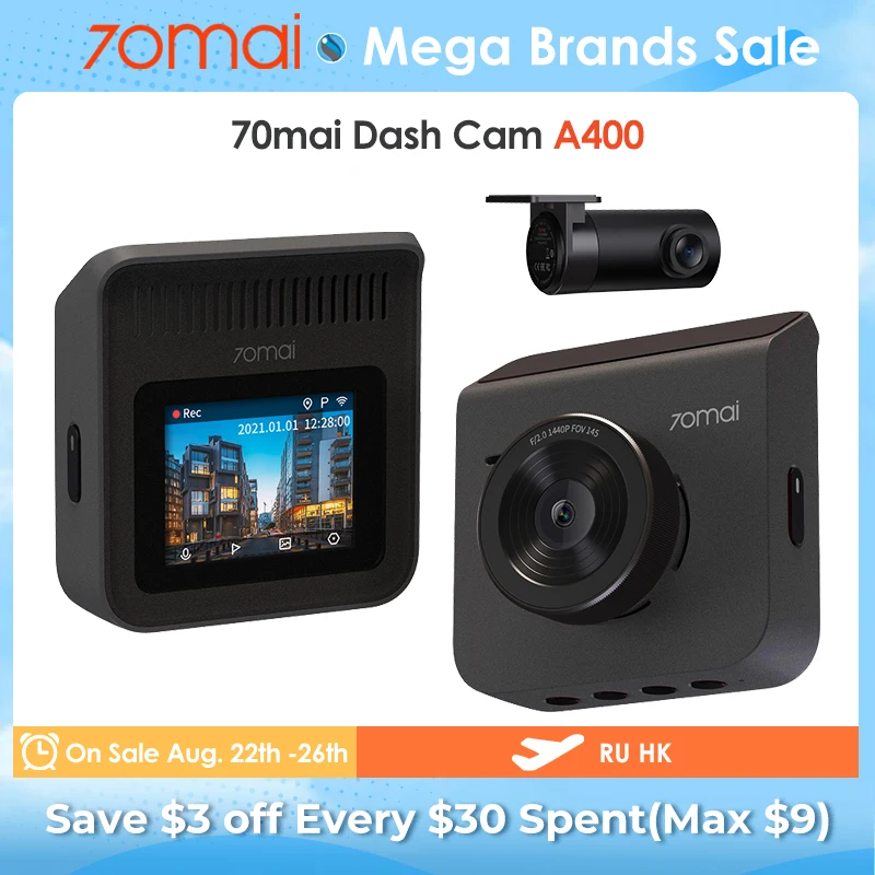 70mai A400 Dash Cam New Reimagined DVR DVR 1440P HD Dual Loop Recording ...