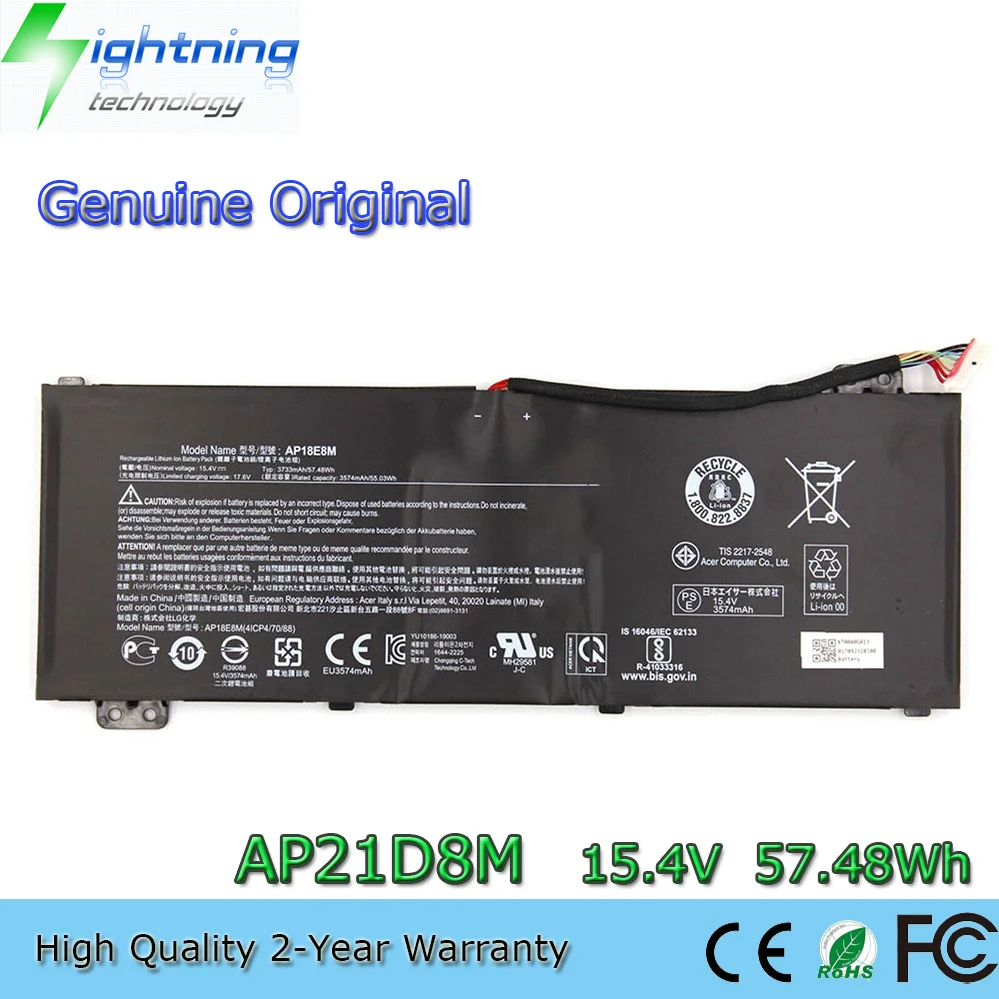 AP21D8M 15.4V 57.48Wh Genuine Laptop Battery for Acer NITRO 16 N22C1 ...