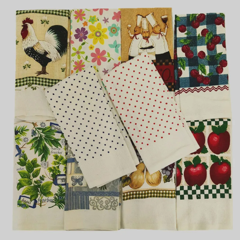 1Pc 40x70cm Colorful Printed Cotton Tea Towel Kitchen Dishcloth Water ...