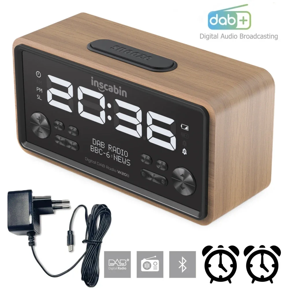 Inscabin-W20B-Bluetooth-Speakers-Retro-DAB-FM-Digital-Radio-Alarm-Clock ...