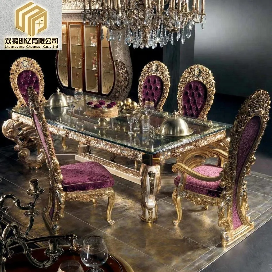 Deluxe-luxury-retro-European-solid-wood-hand-carved-carving-dining ...