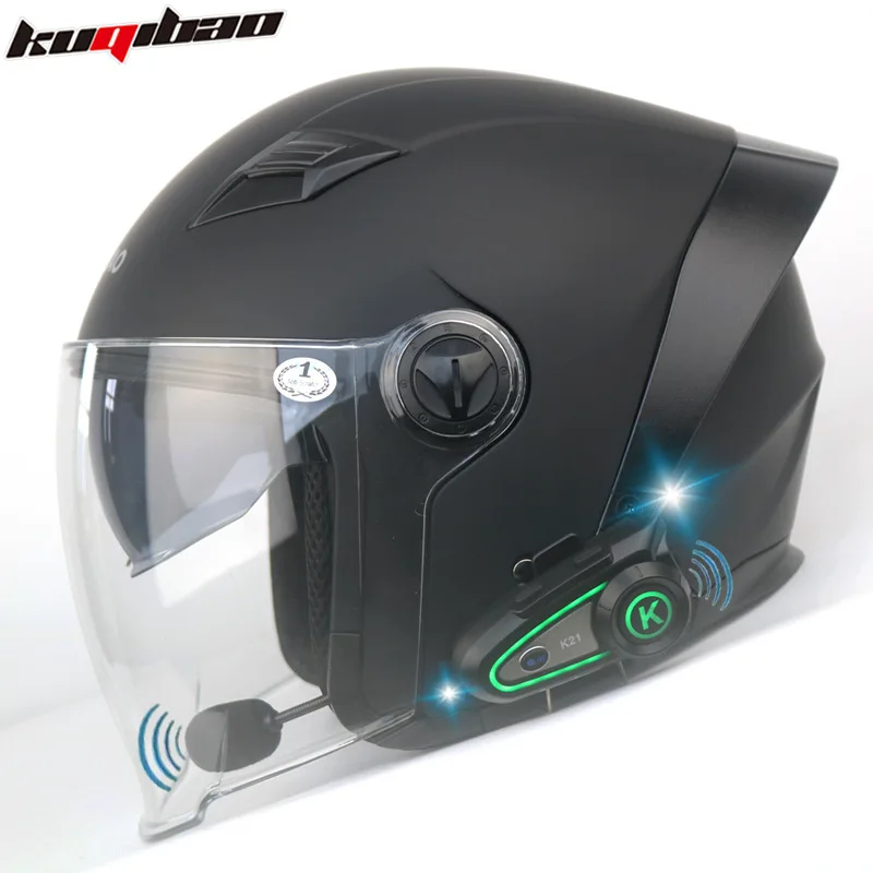 Kuqibao Motorcycle Helmet Intercom Bluetooth Half Helmet Men's and ...