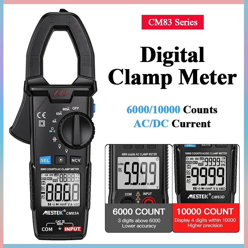 DC-AC-Current-Digital-Clamp-Meter-200A-600A-Current-Multimeter-NCV-Ohm ...