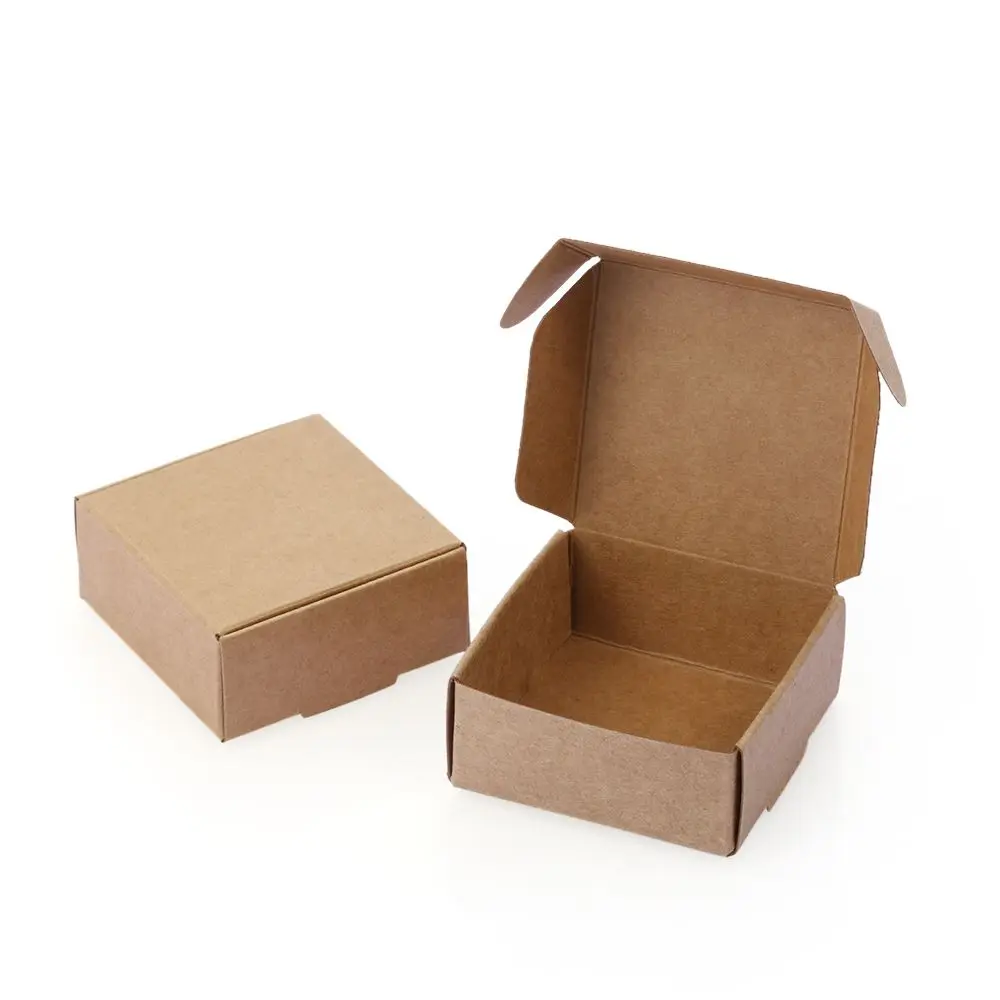 Small Kraft Paper Packing Square Bottom Gift Boxes Handmade Candy ...
