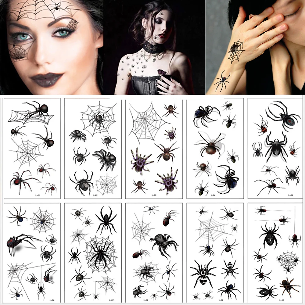 10-Sheets-Halloween-Makeup-Tattoo-Stickers-for-Body-Arm-Temporary ...