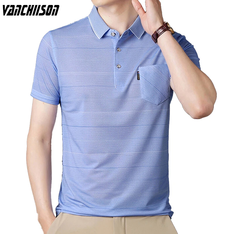 Polo-de-manga-corta-para-hombre-camiseta-lisa-a-rayas-informal-95-poli ...