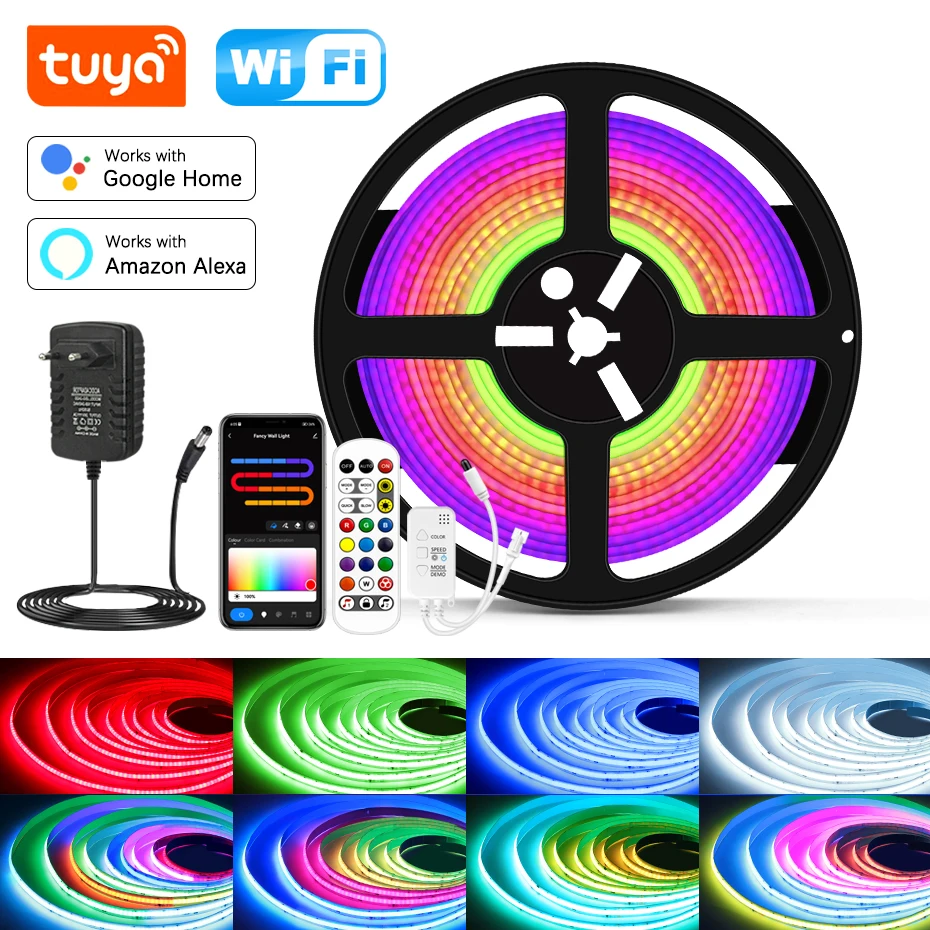 Smart-LED-Strip-Light-para-decora-o-de-casa-fita-fita-Wifi-RGB-COB-DC ...