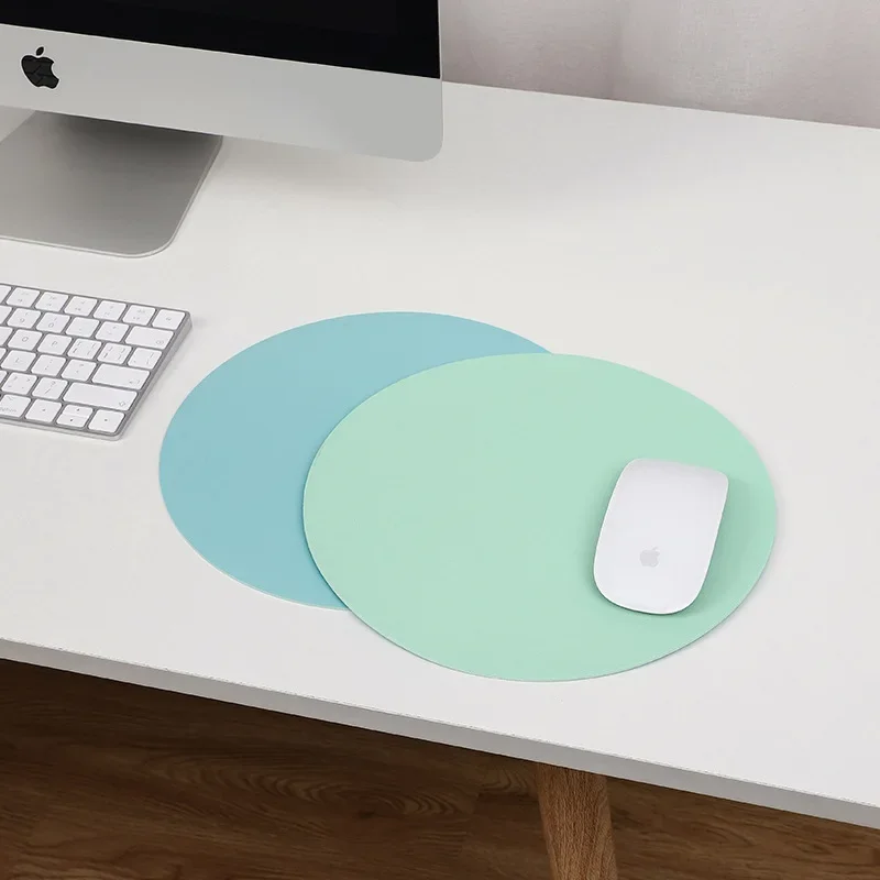 Round-mouse-pad-Waterproof-Non-Slip-Desk-Mat-Pad-PU-Leather-Mousepads ...