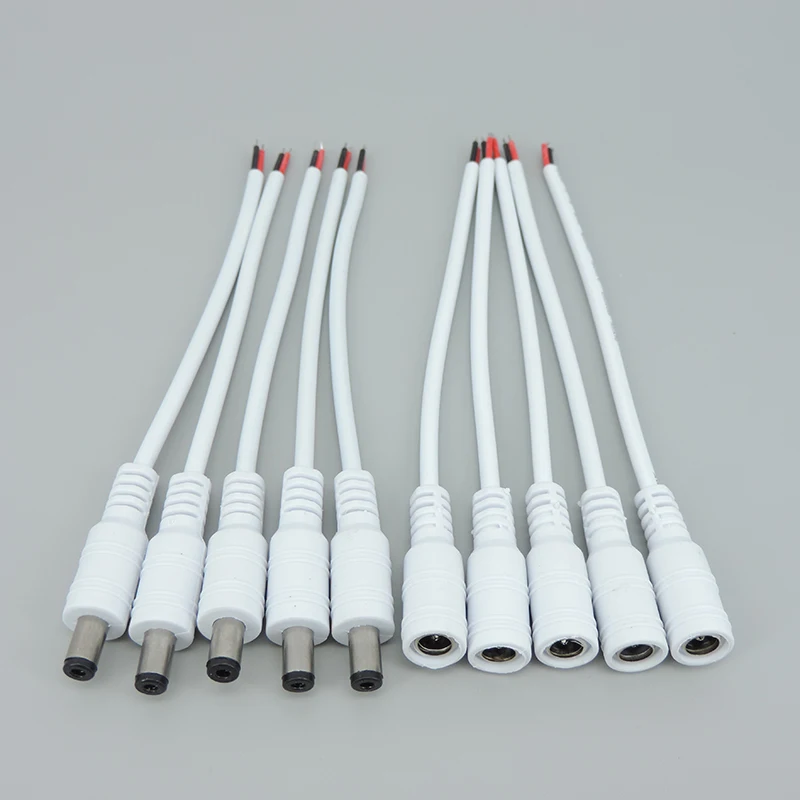 5x-white-black-DC-male-or-Female-extend-power-supply-Cable-5-5x2-1mm ...