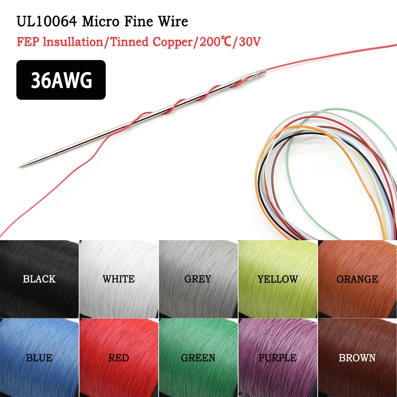 36AWG-UL10064-PTFE-Wire-5-500m-Ultra-Fine-Micro-Litz-Insulation-Tinned-Copper-Wire-Plastic ...