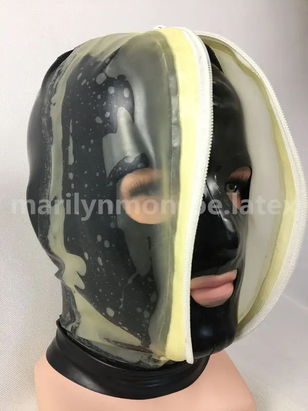 New-Latex-Rubber-Hood-Transparent-Flim-Open-Eyes-Mouth-Headgear-S-XXL ...