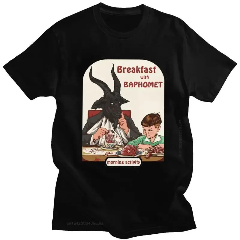 Classic-Breakfast-With-Baphomet-T-Shirt-Men-Short-Sleeve-Cotton-T-Shirt ...