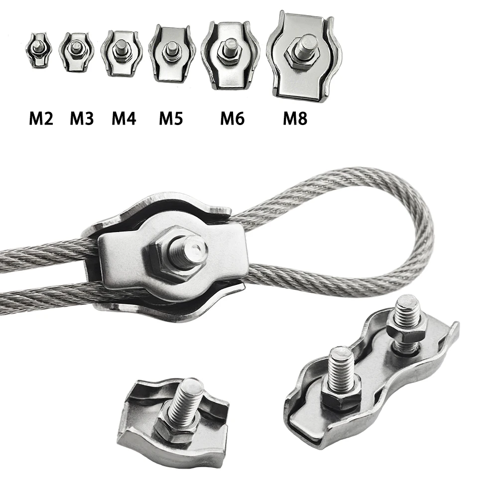 1-10pcs Waterproof Stainles Steel Wire Rope Clips Single/Double Grips ...