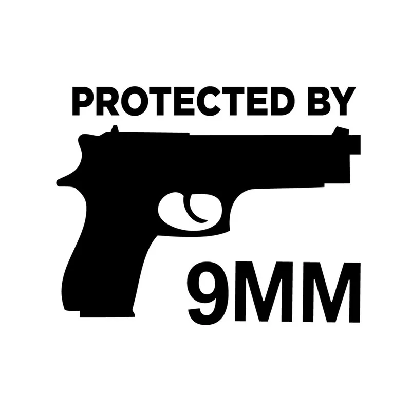 Personality Customizati For Protected By The Gun 9MM Bumper Vinyl Car ...