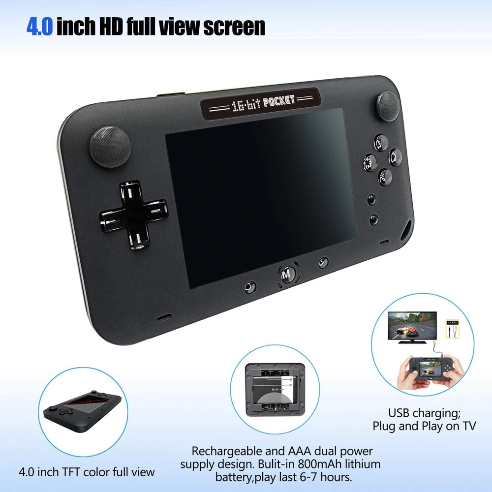 Shop Generic 4-inch 16-bit TF Card AV Output Pocket TV Game Console ...