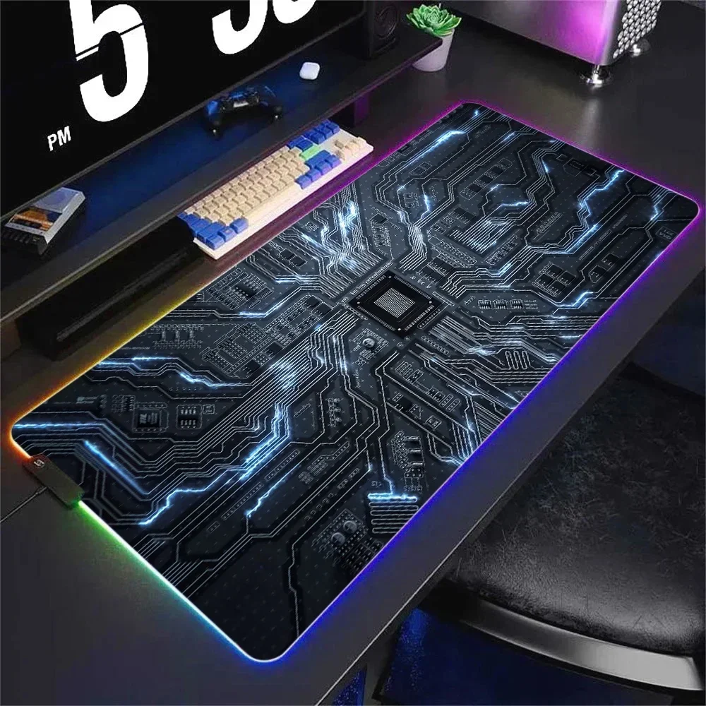 Simple Technology Style Large Mouse Pads Non-slip Rubber Base RGB HD ...