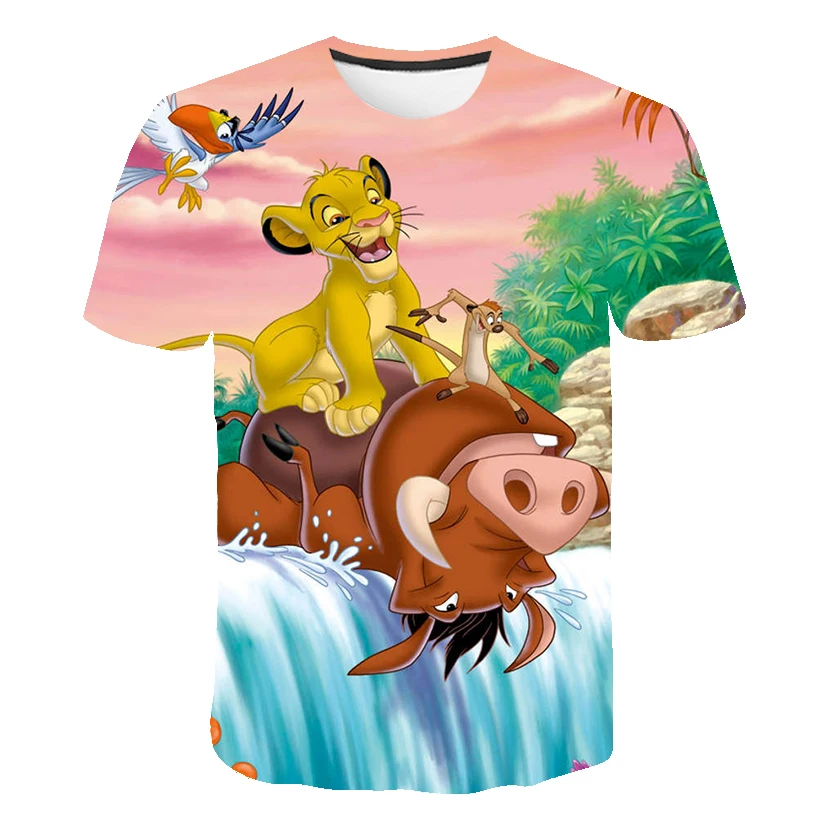 Lion King Oversized Print T Shirt Cartoon Simba Short Sleeve Boys Girls ...