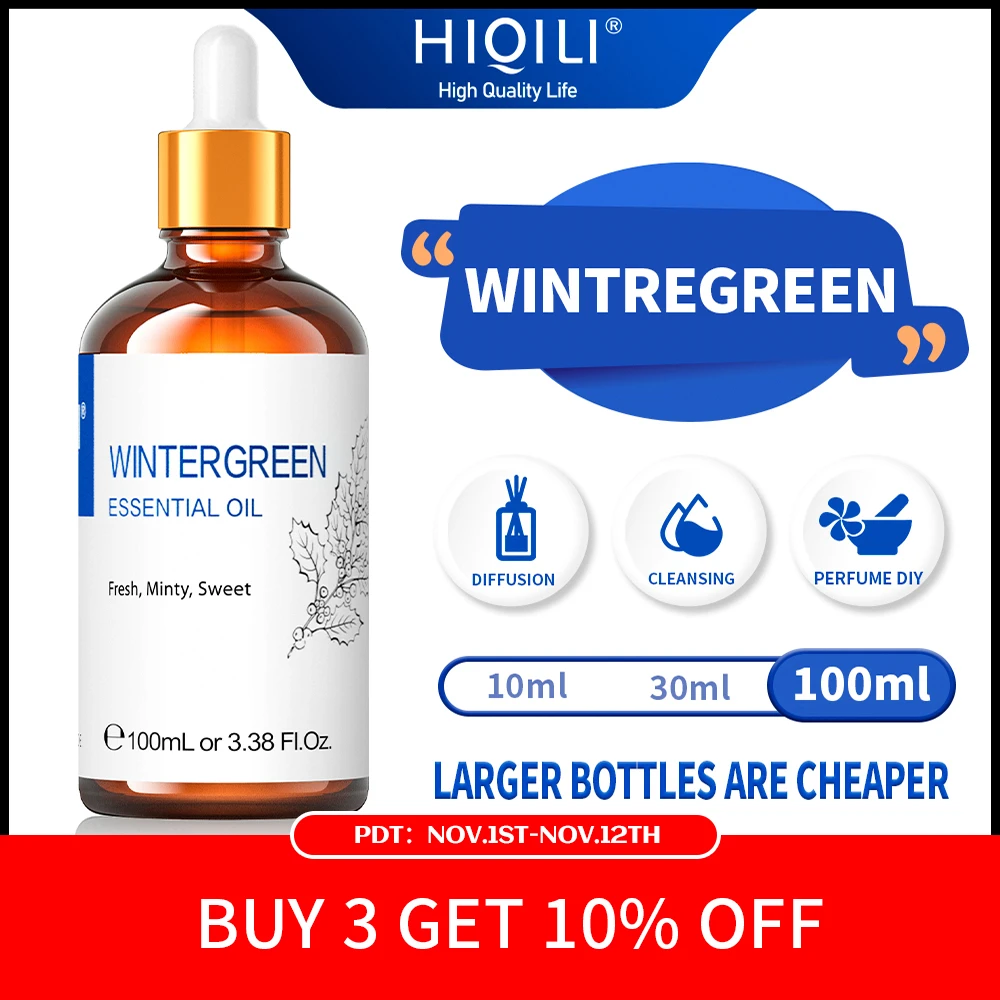 Hiqili 100ml Wintergreen Essential Oils, 100% Pure Nature For Diffuser ...