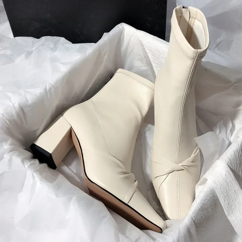 Botas-de-salto-alto-coreanas-para-mulheres-Sapatos-de-vestido-el-stico ...