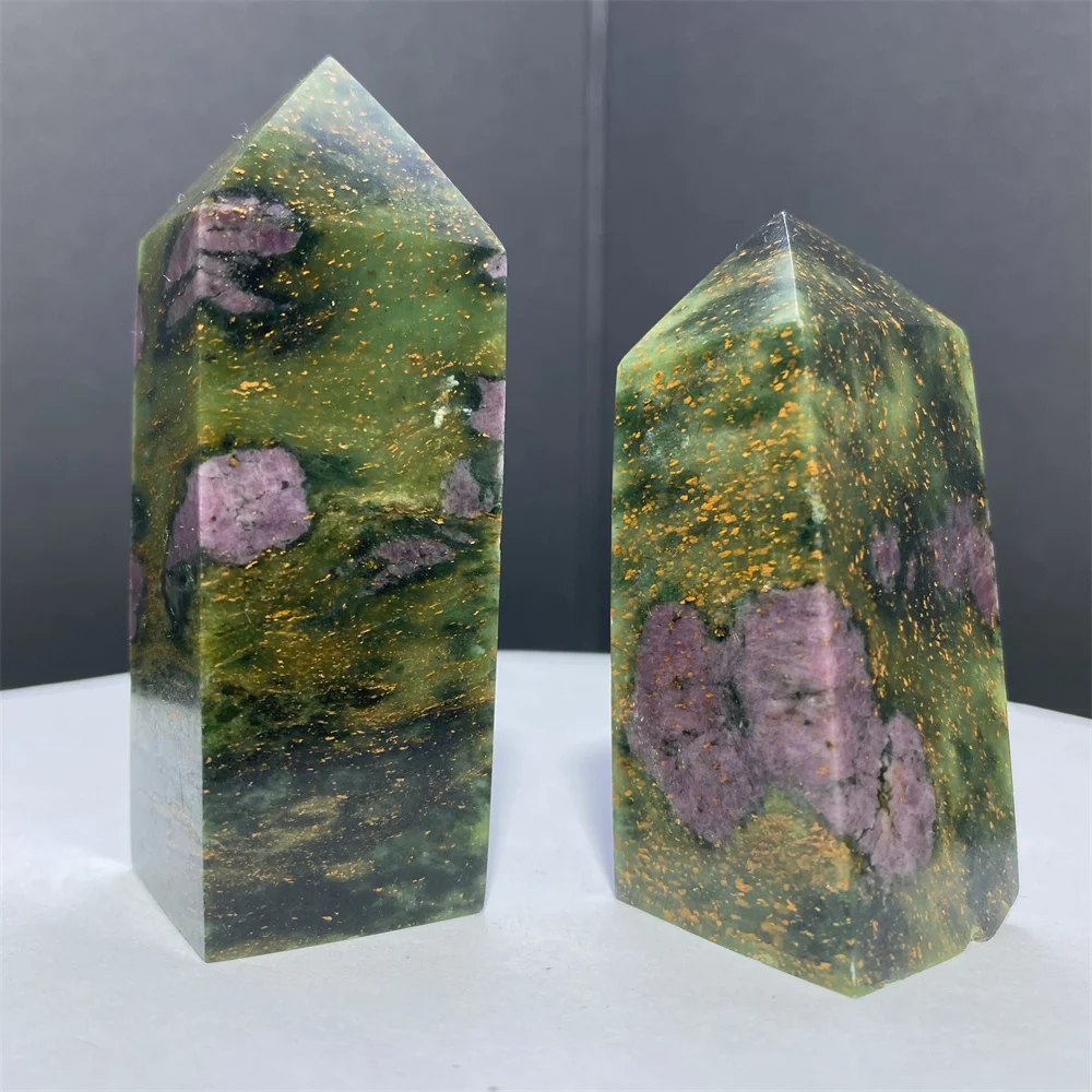 Natural Gem Crystals Obelisk Emeralds And Ruby Symbiotic Crystal Energy ...