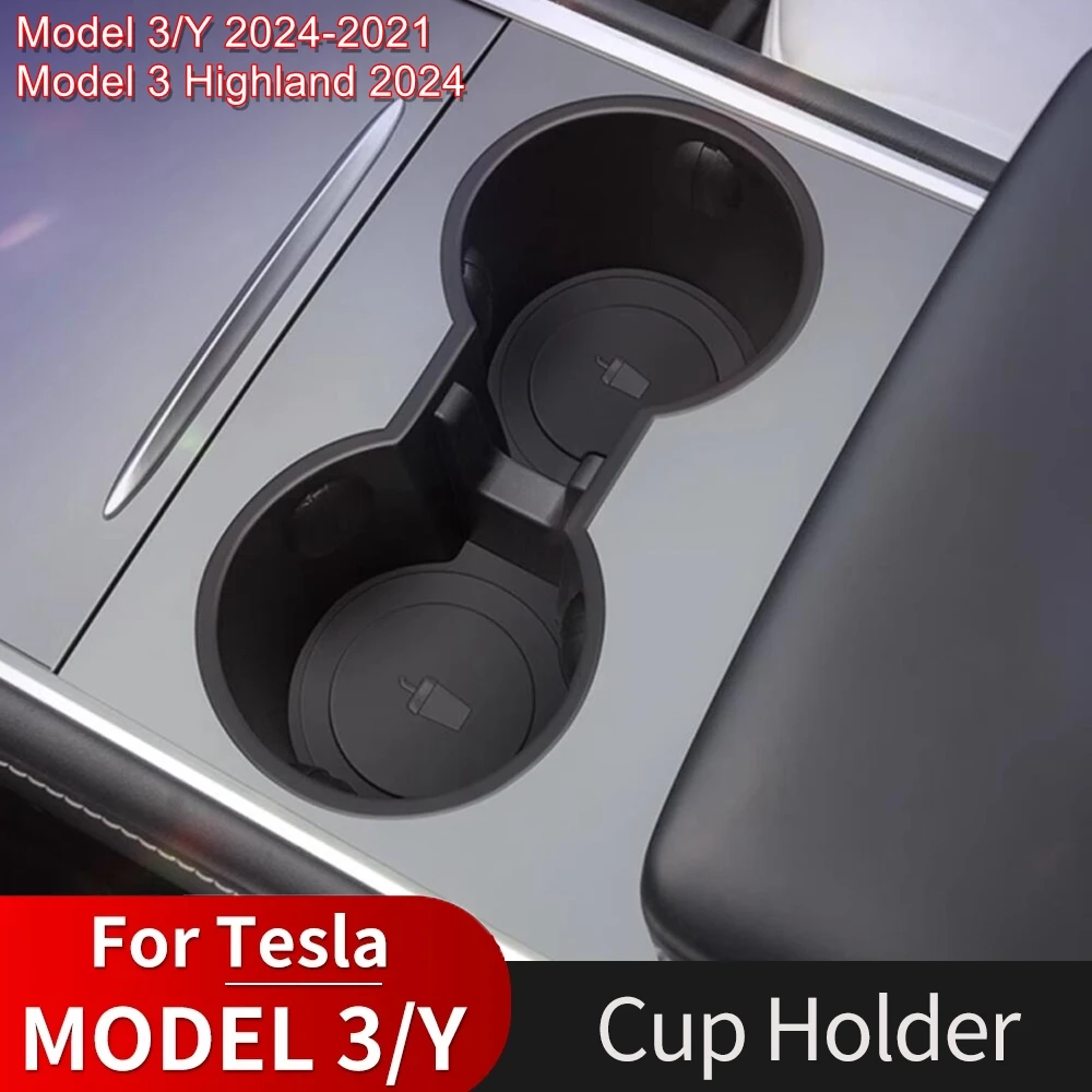 For-Tesla-Model-3-Y-Highland-2024-2021-Cup-Holder-Insert-Mats-Center ...