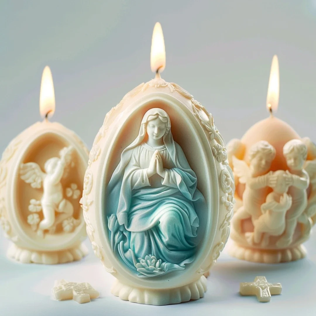 3D Easter Jesus Egg Candle Silicone Mold Virgin Mary Easter Egg Candle ...