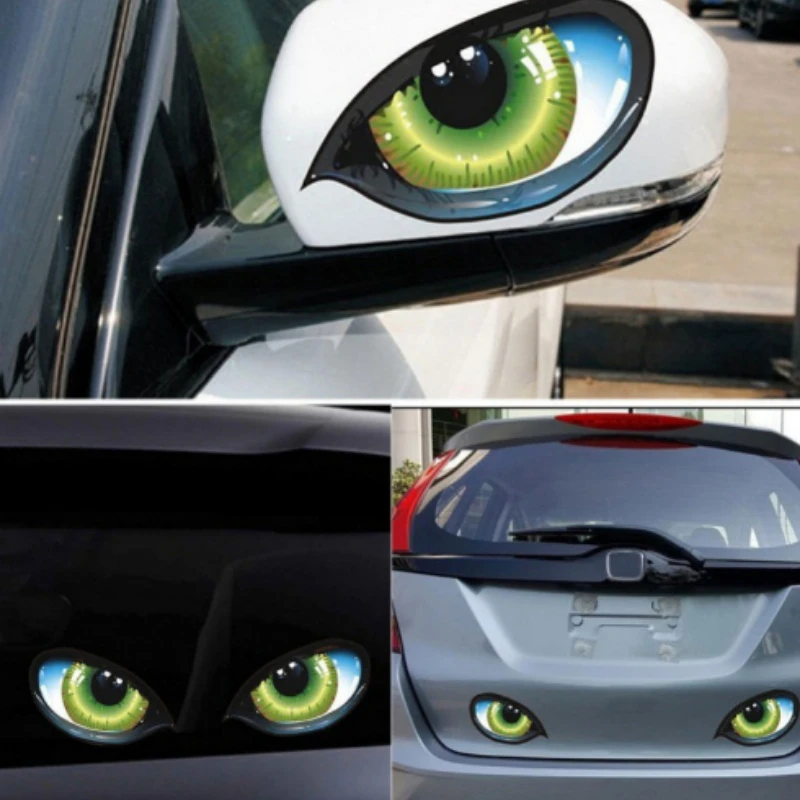 Car Creative Reflective Car Stickers Rearview Mirror Eyes Funny ...