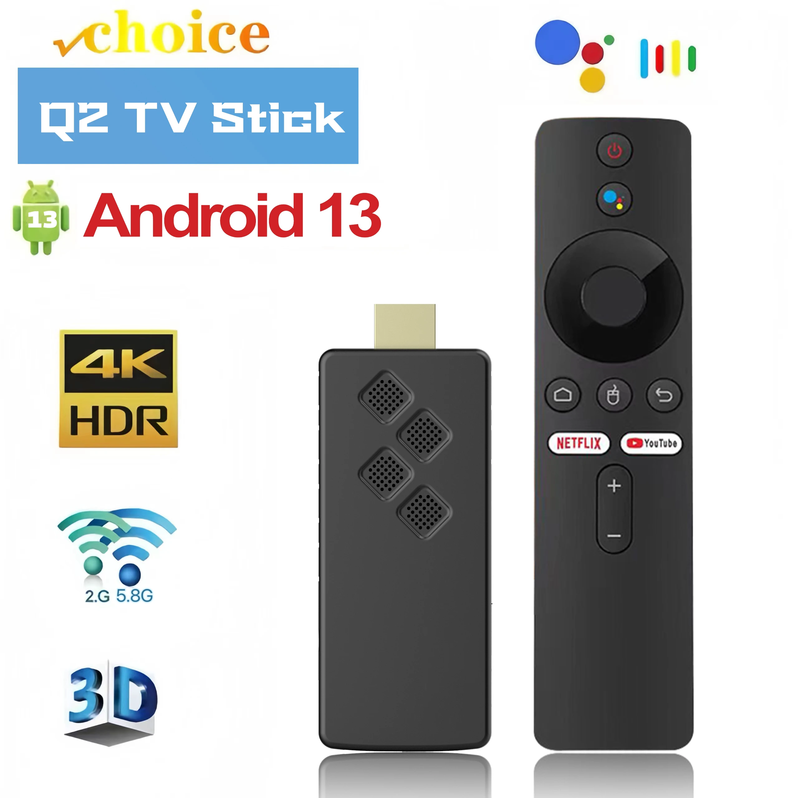 Q2 Smart TV Stick Android13 Allwinner H313 Voice Remote 2GB 16GB 8GB ...